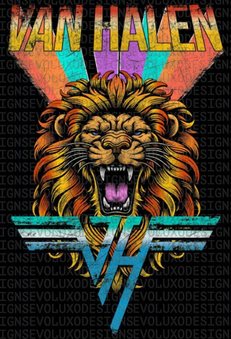 Van Halen Lion Distressed PNG: Rock Band Tee Design (digital Download ...