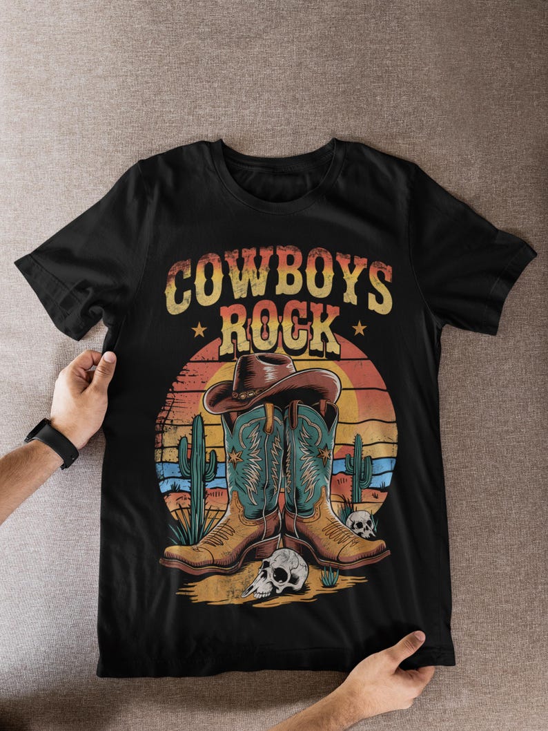 Cowboys Rock PNG – Western Vintage Country Art - Etsy