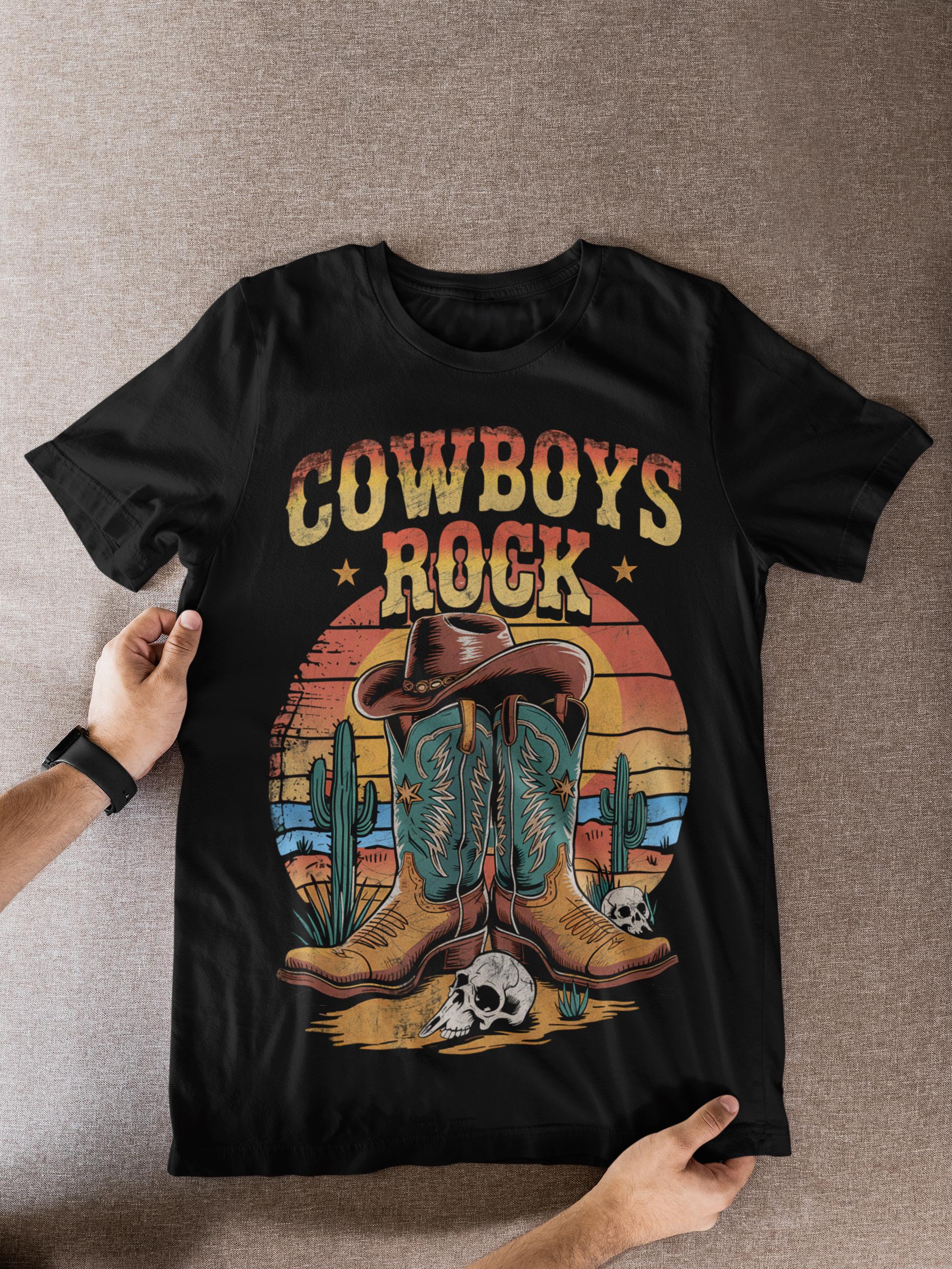 Cowboys Rock PNG – Western Vintage Country Art - Etsy