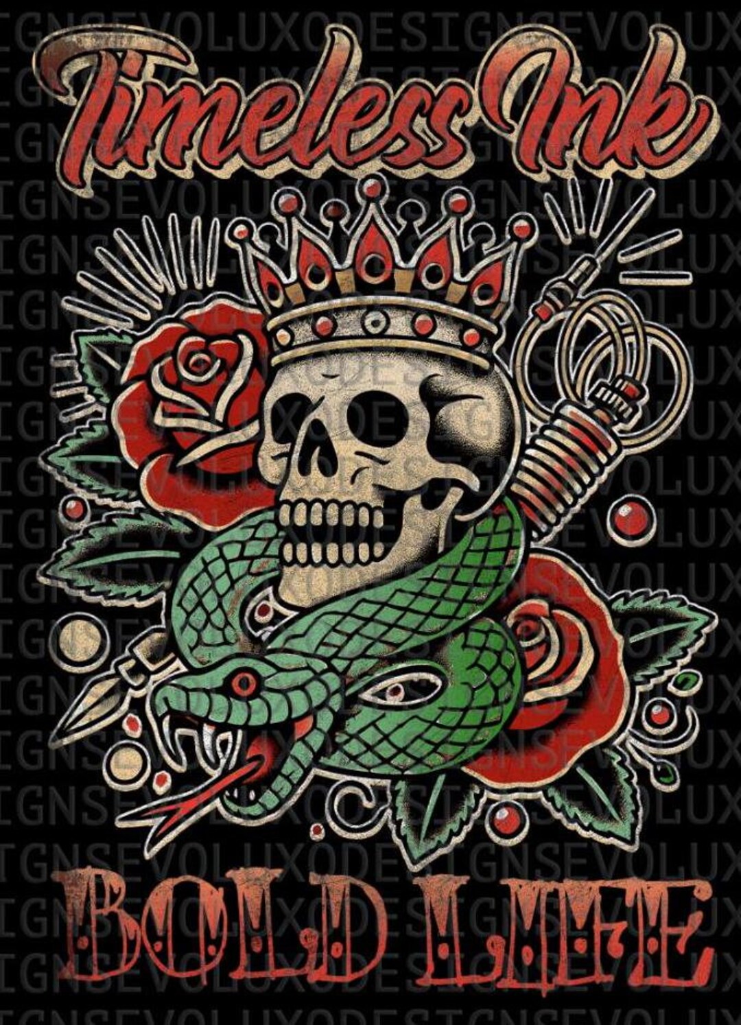 Timeless Ink Tattoo Style Tattoo Inspired T Shirts Distressed Worn Out Vintage Style Digital ...