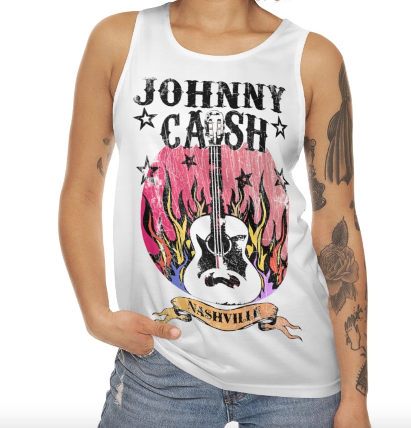 Johnny Cash Distressed Vintage Digital Sublimation DTF DTG - Etsy