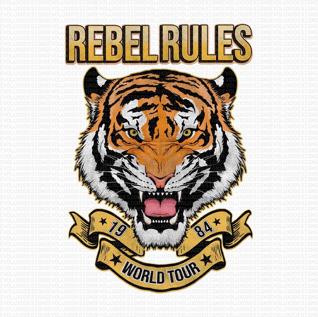 Rebel Rules Tiger PNG – Vintage Rock World Tour Design - Etsy