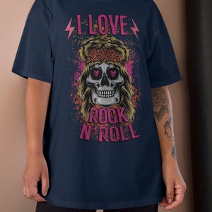 I Love Rock N Roll Bold Skull Rocker Lover Music Pink Cheeta Digital ...