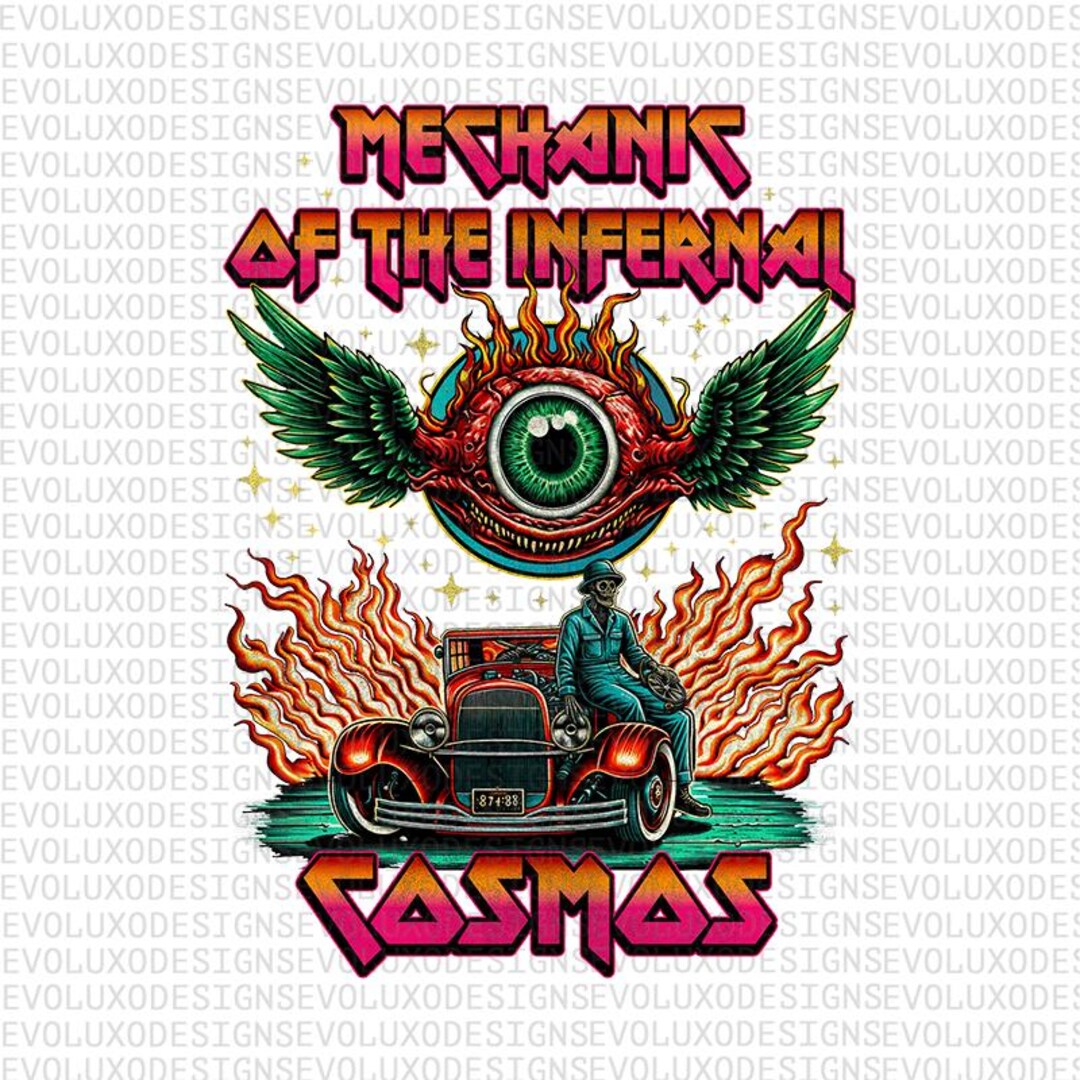 Infernal Mechanic PNG – Hot Rod Skeleton, Retro Metal Art for T-shirts ...