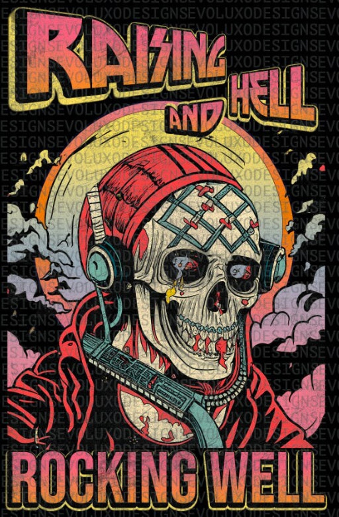 Raising Hell Skull Art - DTF DTG Sublimation PNG (digital Download) - Etsy