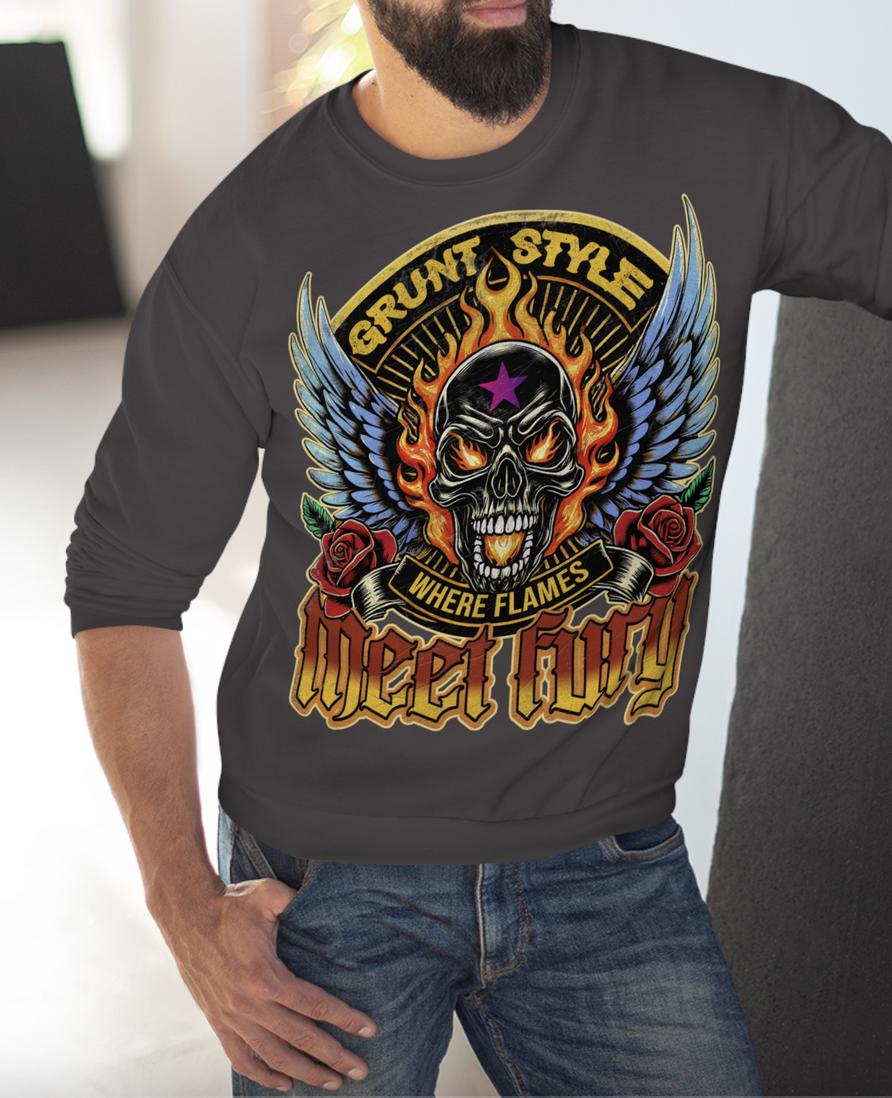 Grunt Style Skull Wings PNG: Distressed Rock Band Design (digital ...