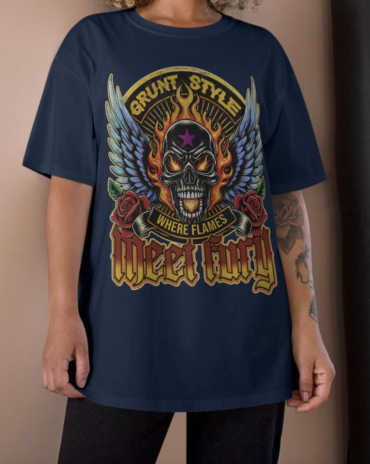 Grunt Style Skull Wings PNG: Distressed Rock Band Design (digital ...