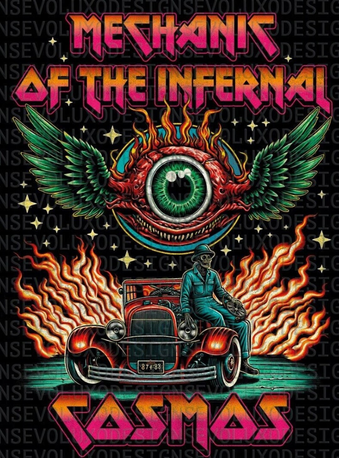 Mechanic of the Infernal Cosmos Distressed Vintage Digital Sublimation ...