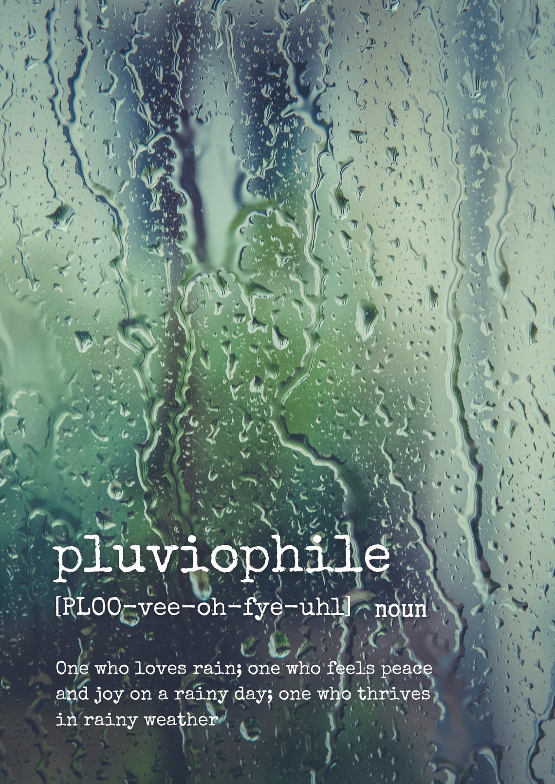 Pluviophile Definition Print (version 1) | A4 Size | Rain Lover ...
