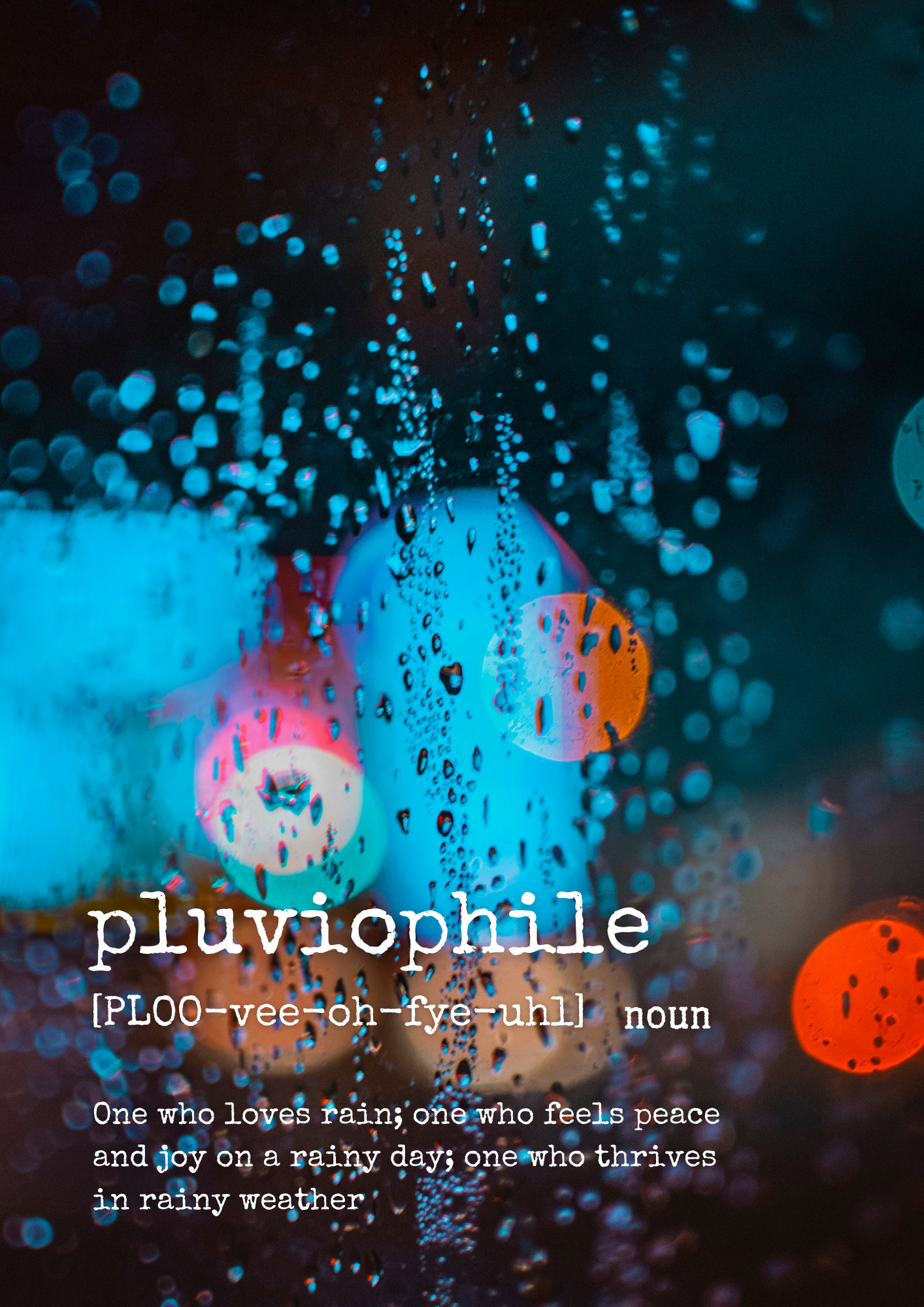 Pluviophile Definition Print (version 2) | A4 Size | Rain Lover ...