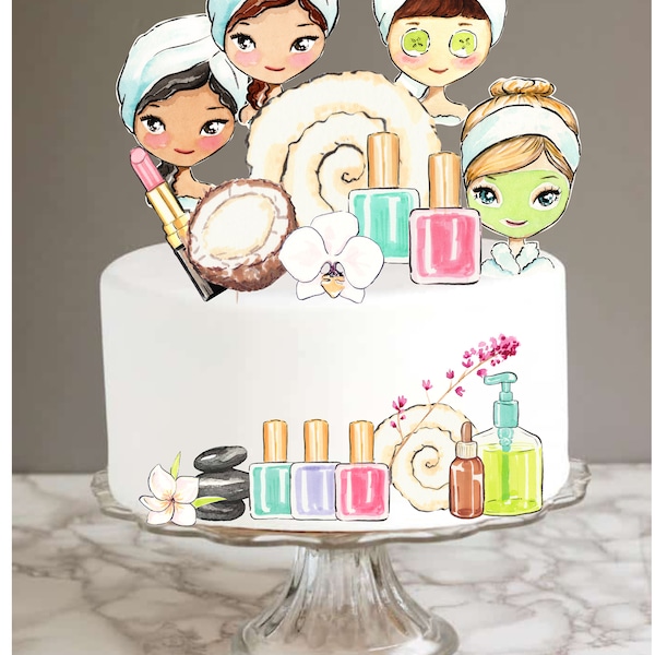 Spa Cake Topper Printable - Etsy