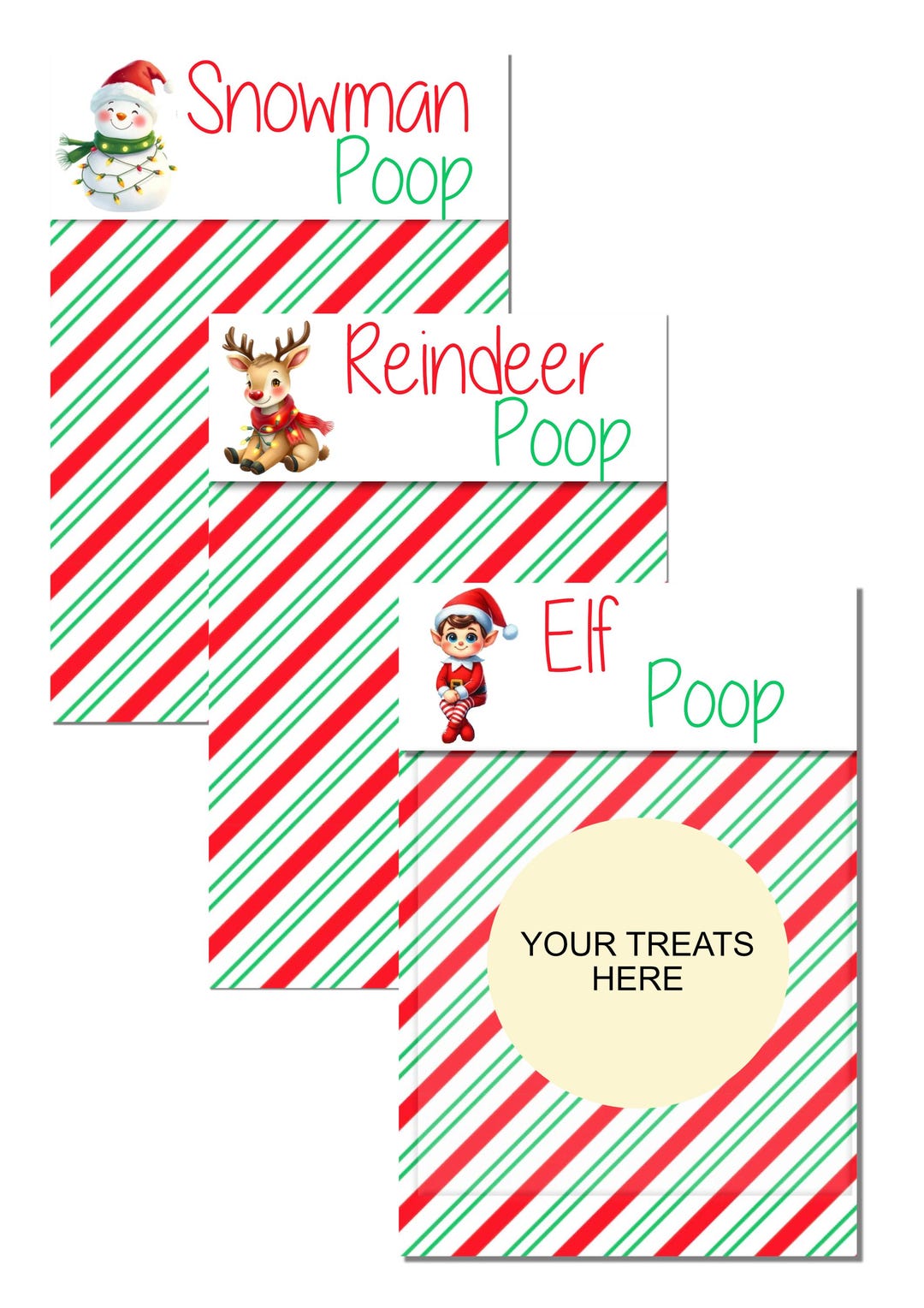 DIGITAL Christmas Elf Poop Snowman Poop Reindeer Poop Printable Folding ...