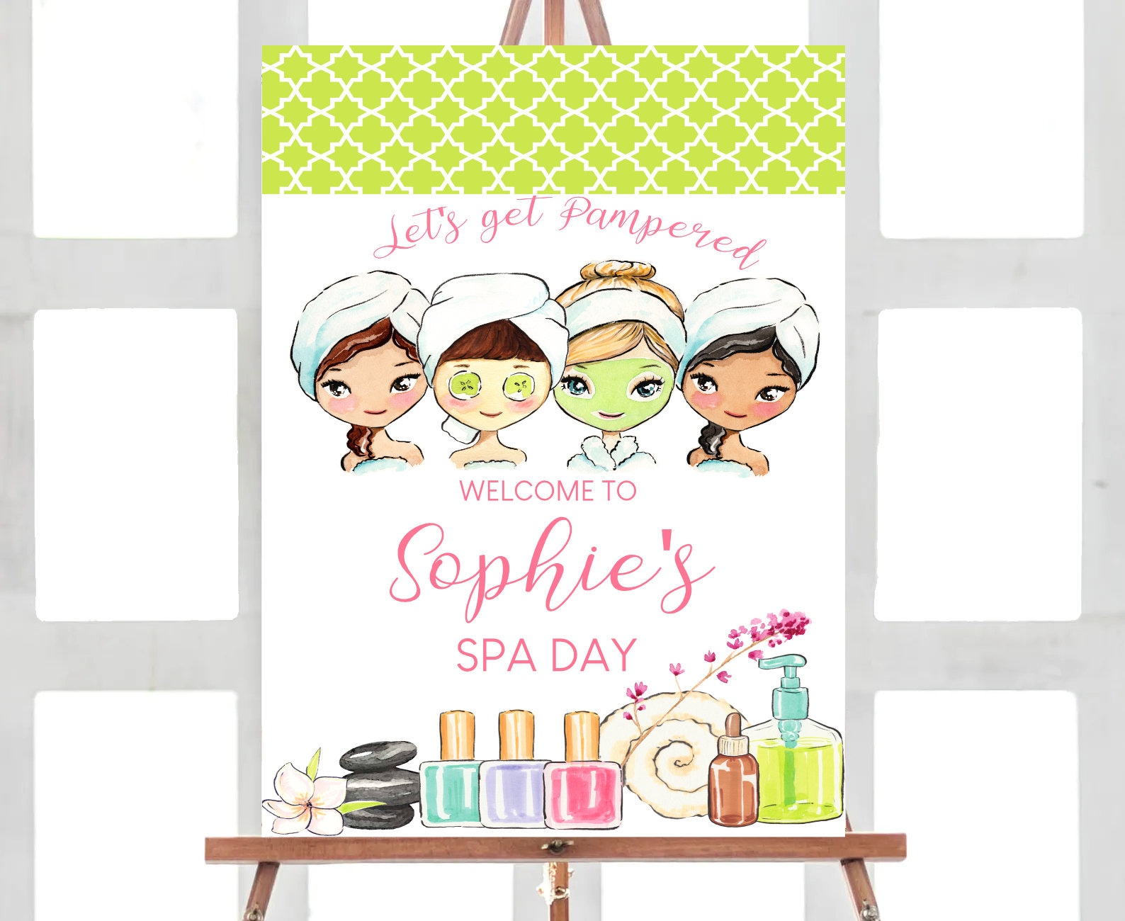 Pamper Party Birthday Welcome Sign, Spa Party Welcome Sign, Girl ...