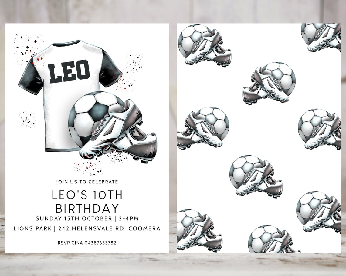 Soccer Birthday Invitation Soccer Theme Party Invitation Modern Soccer ...