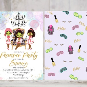 Pamper Party Invitation, Modern Spa Birthday, Spa Party Birthday ...
