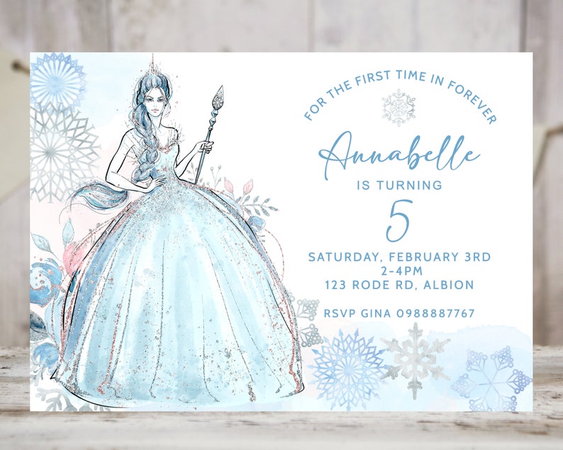 Ice Princess Birthday Invitation, Elsa Birthday Invitation, Modern ...