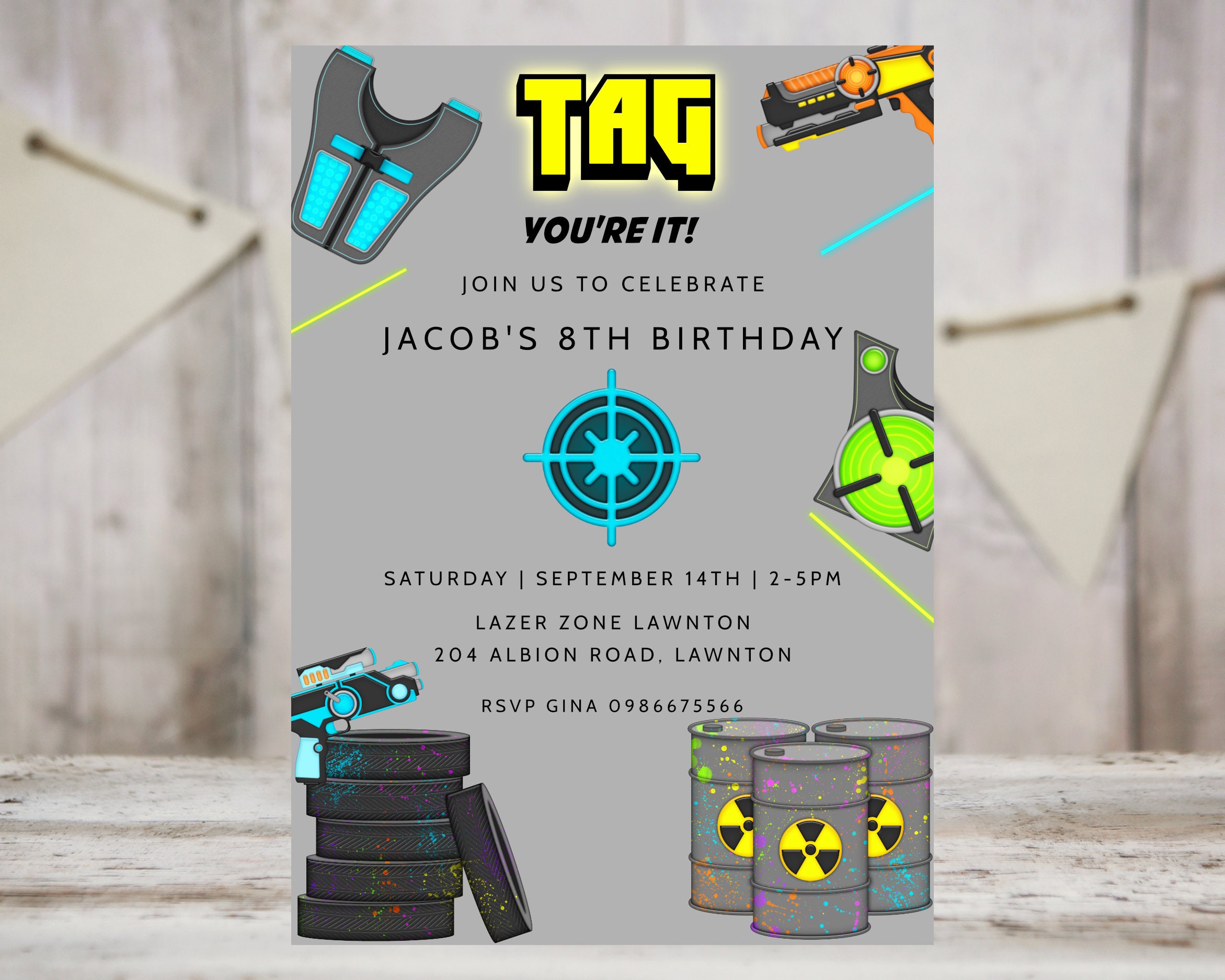 Laser Tag Birthday Invitation Template, Laser Tag Invitation, Laser Tag ...