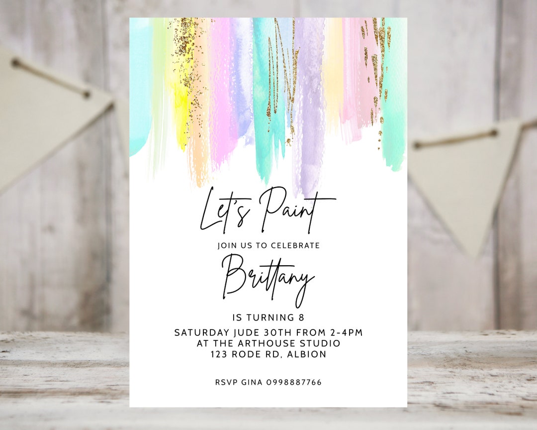 Art Birthday Party Invitation Art Painting Birthday Invitation, Modern ...