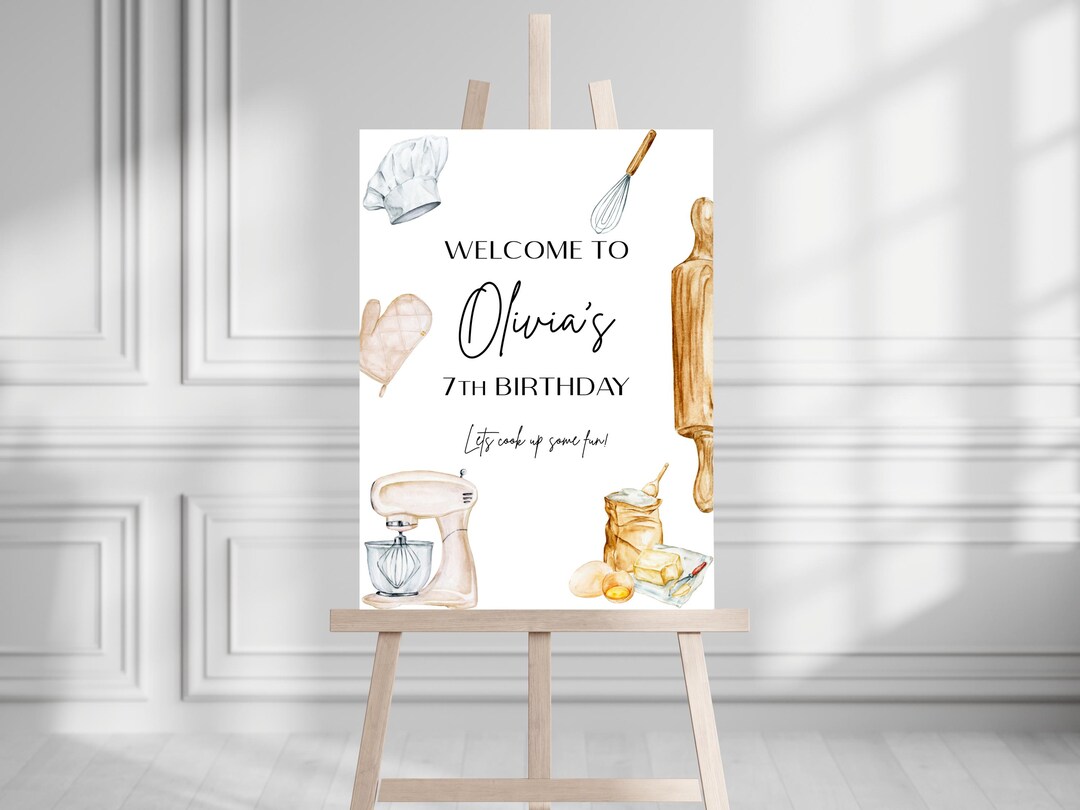 Cooking Party Welcome Sign Baking Welcome Sign, Bakery Party, Party ...
