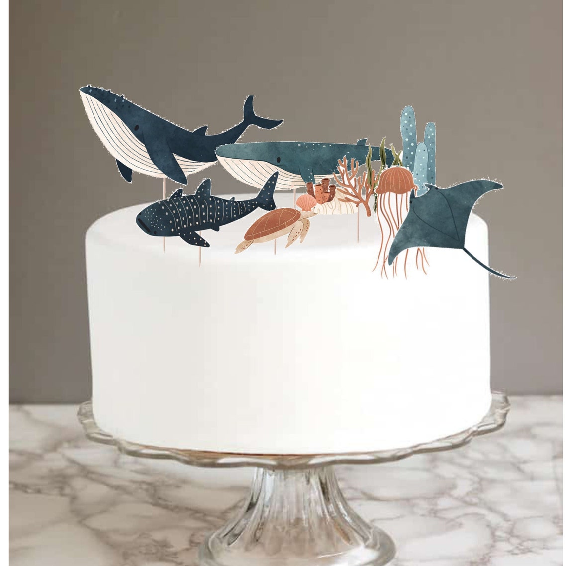Under the Sea Cake Topper Whale Birthday Party Printable - Etsy
