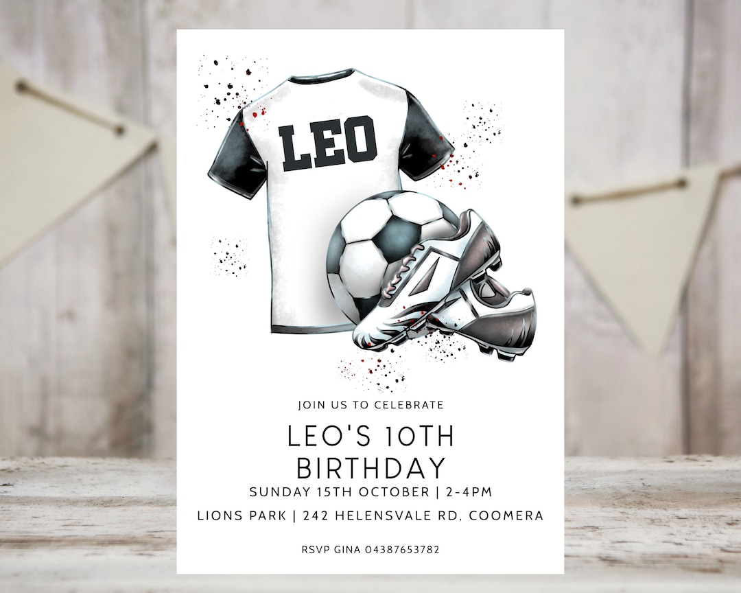 Soccer Birthday Invitation Soccer Theme Party Invitation Modern Soccer ...