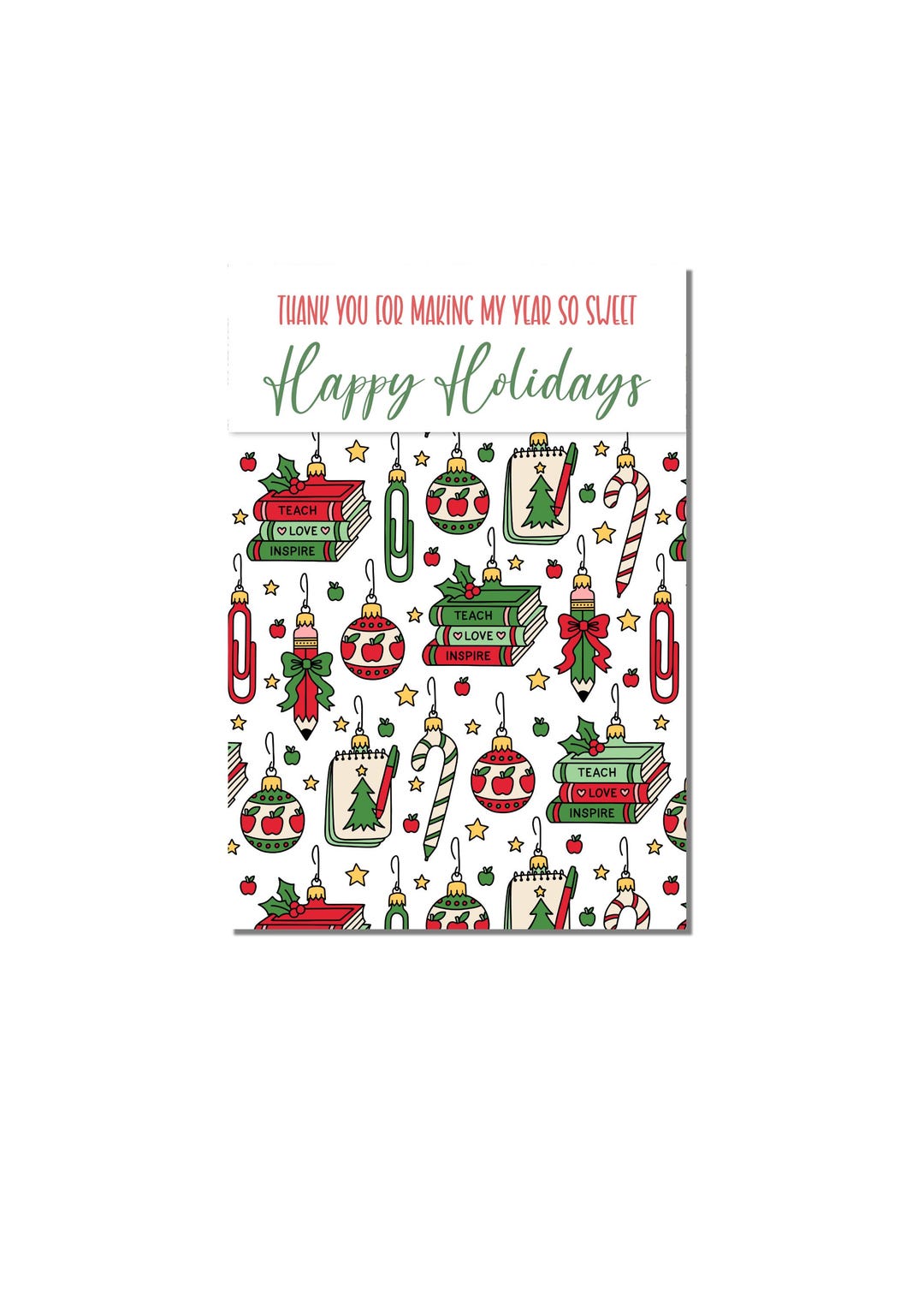 DIGITAL Teacher Christmas Bag Topper L Printable Folding Top Topper | 4 ...