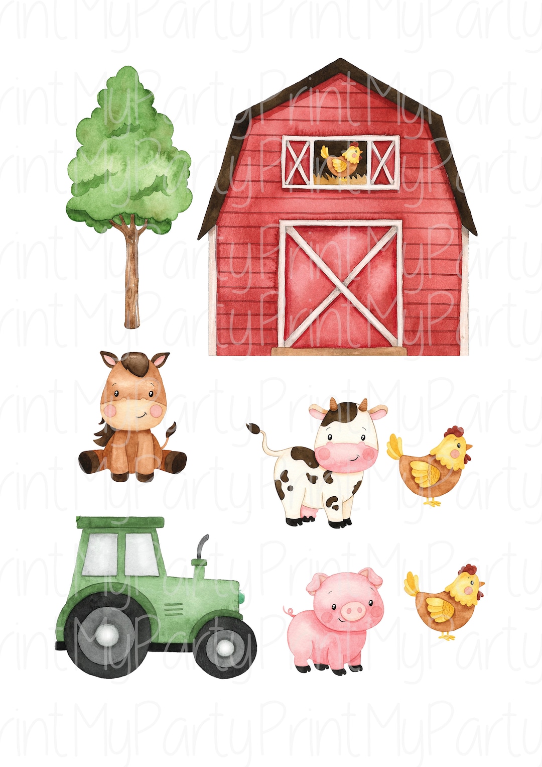 Green Tractor Farm Cake Topper, Instant Download - Etsy