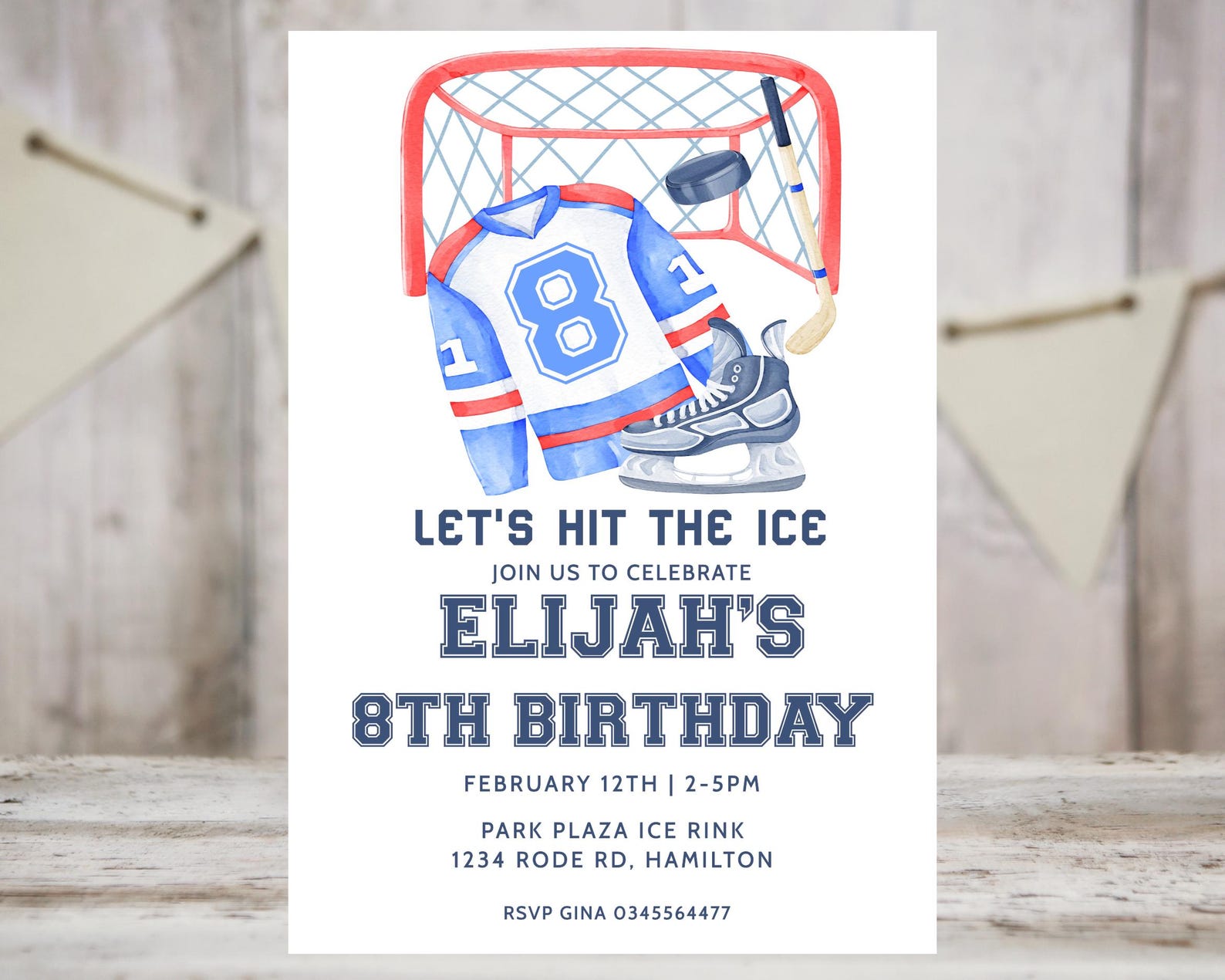 Hockey Birthday Invitation, Ice Hockey Birthday Party Invite, Hockey ...