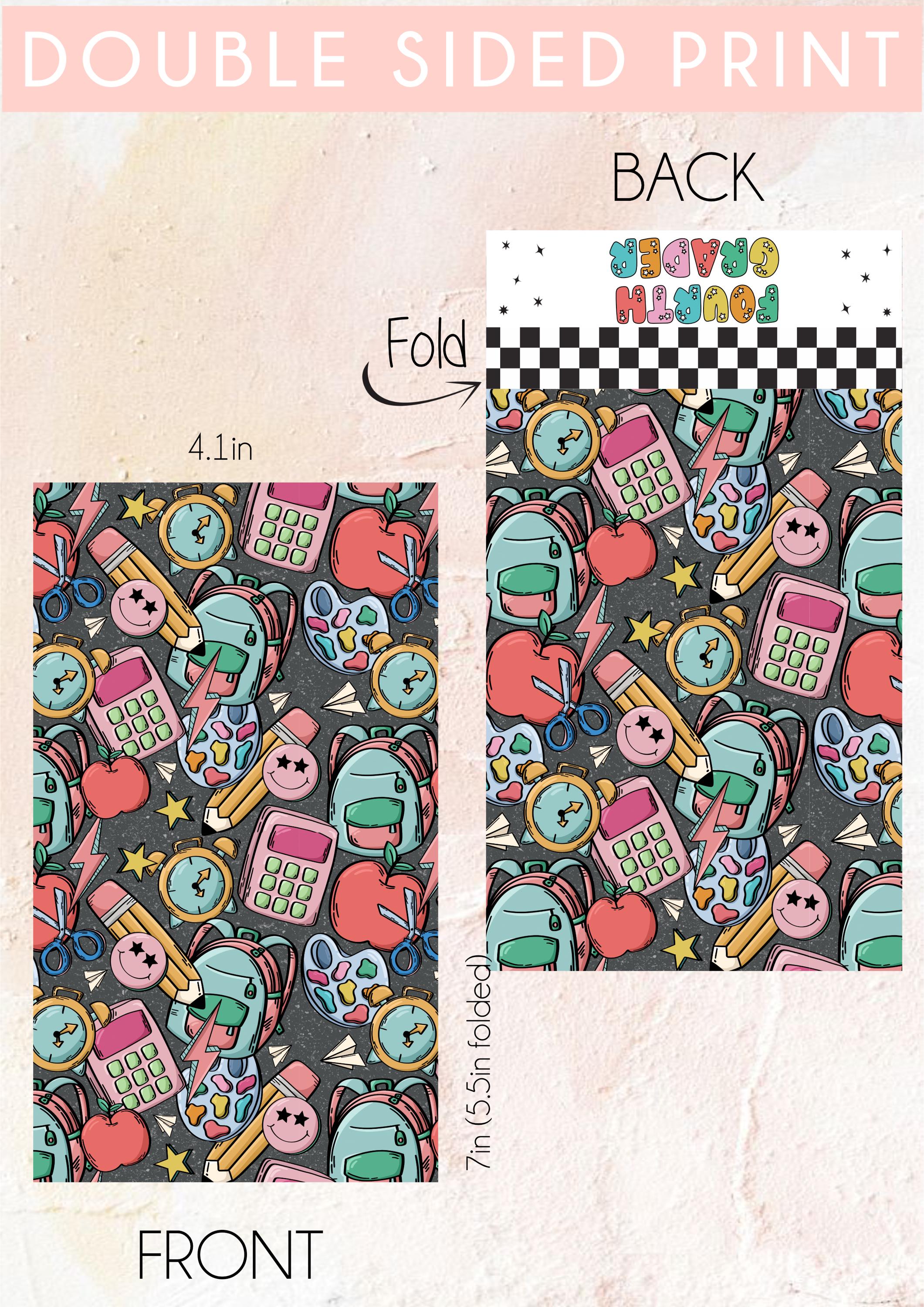 DIGITAL Cool Back to School Printable Folding Top Cookie Card| 4.1x5 ...