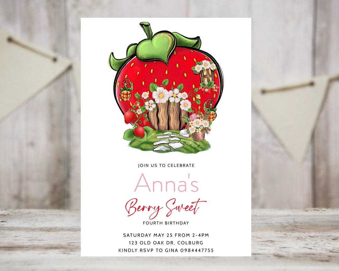 Berry Sweet Birthday Invitation, Girls Birthday, Berry First Birthday ...
