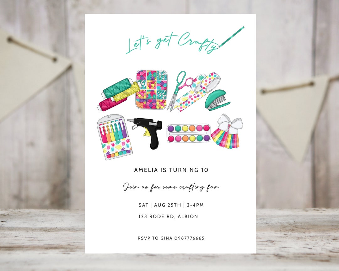 Modern Crafting Birthday Invitation Craft Birthday Crafting Party Fun ...
