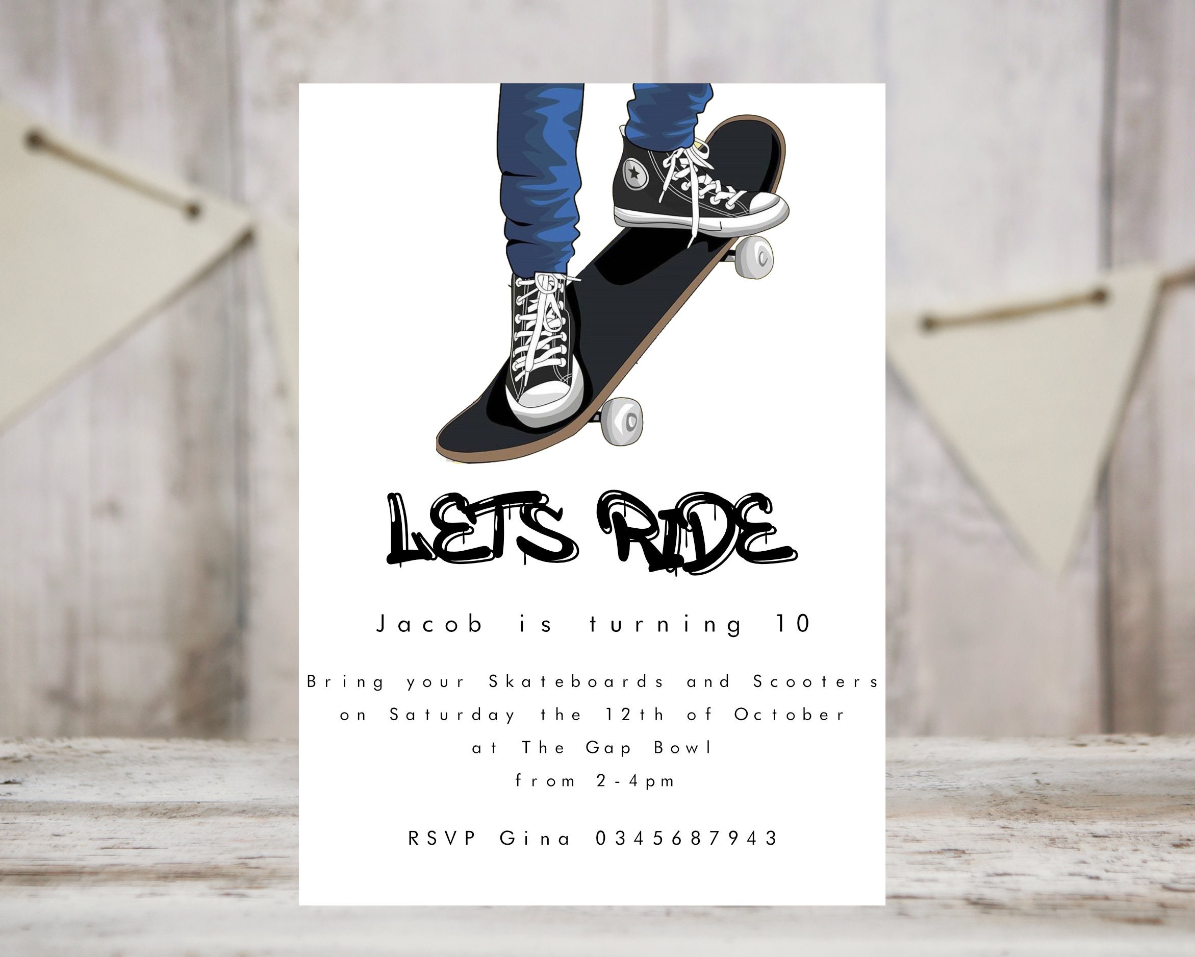 Skateboard Party Invitation, Skateboarding Invite, Skateboard Party ...