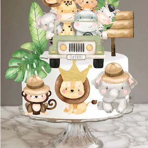 Cute Safari Cake Topper, Safari Birthday Party, Printable Safari Topper ...