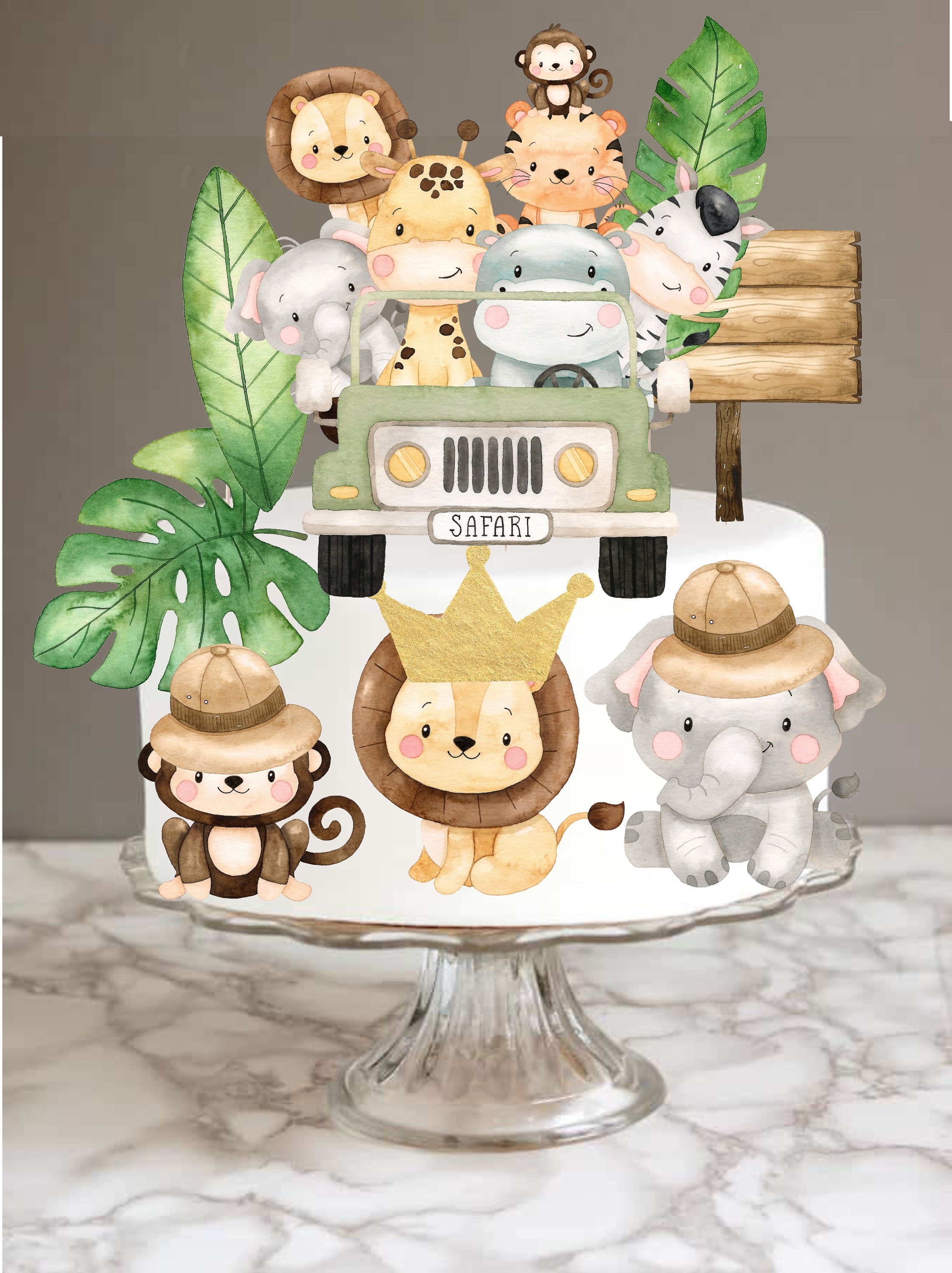 Cute Safari Cake Topper, Safari Birthday Party, Printable Safari Topper ...
