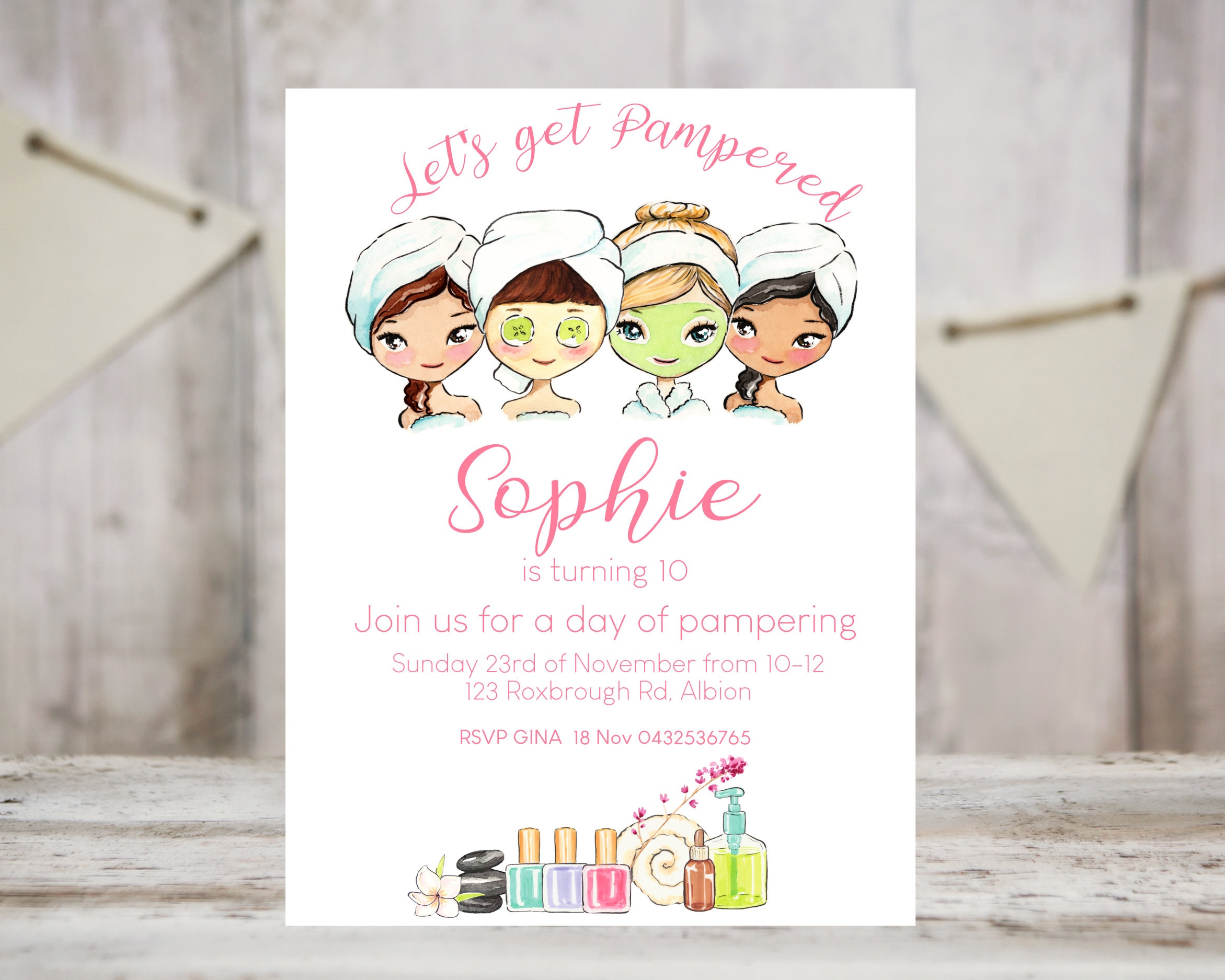 Pamper Party Invitation Spa Birthday Spa Party Birthday - Etsy