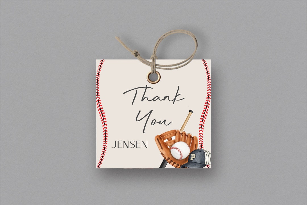Baseball Favor Tag Template Modern Baseball Thank You Tag Editable ...