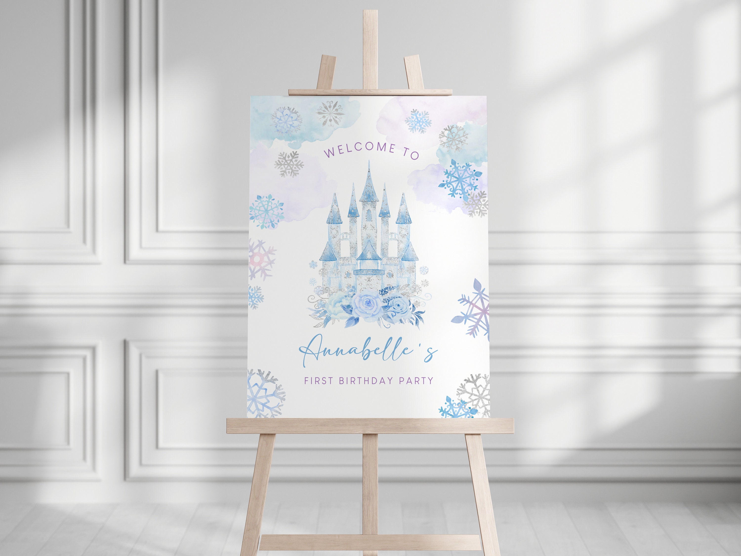 Modern Winter Birthday Welcome Sign, Winter Wonderland, Winter Princess ...