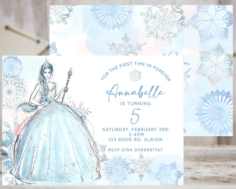 Ice Princess Birthday Invitation, Elsa Birthday Invitation, Modern ...
