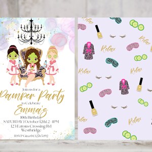 Pamper Party Invitation, Pamper Birthday, Spa Party, Birthday ...