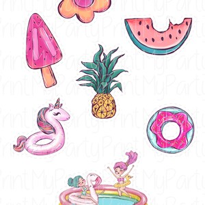 Pool Party Cake Topper, Girl Pool Birthday Party, Printable Summer Pool ...