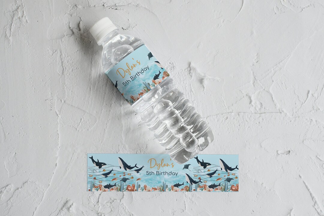 Under the Sea Water Bottle Label, Sea Animals, Sea Creatures, Whale ...
