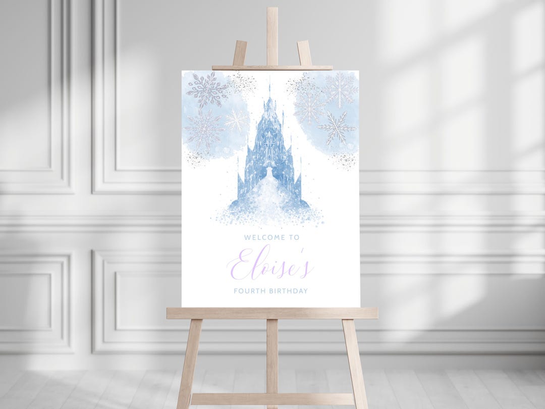 Frozen Birthday Welcome Sign, Winter Wonderland, Ice Castle, Party ...