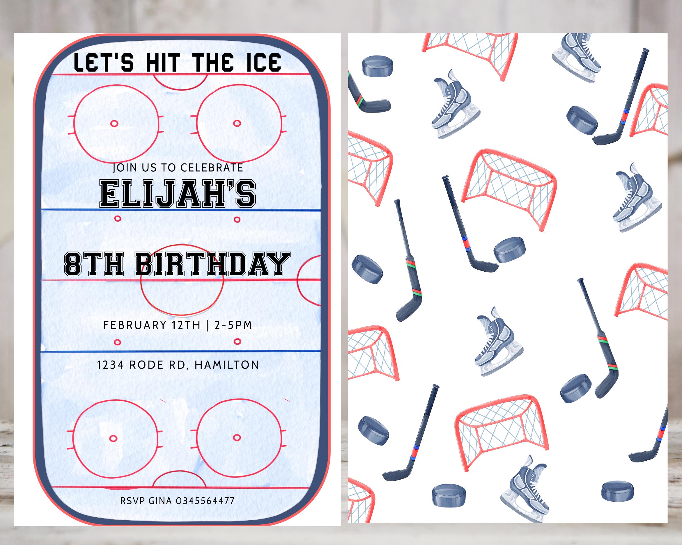 Modern Ice Hockey Birthday Invitation, Hockey Rink Party Invite, Hockey ...
