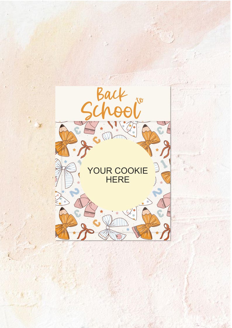 DIGITAL Back to School Bows Printable Folding Top Cookie Card 4.1x5.5in ...
