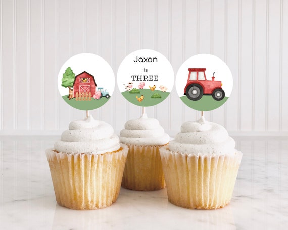 Farm Cupcake Toppers Farm Toppers Farm Birthday Barnyard - Etsy
