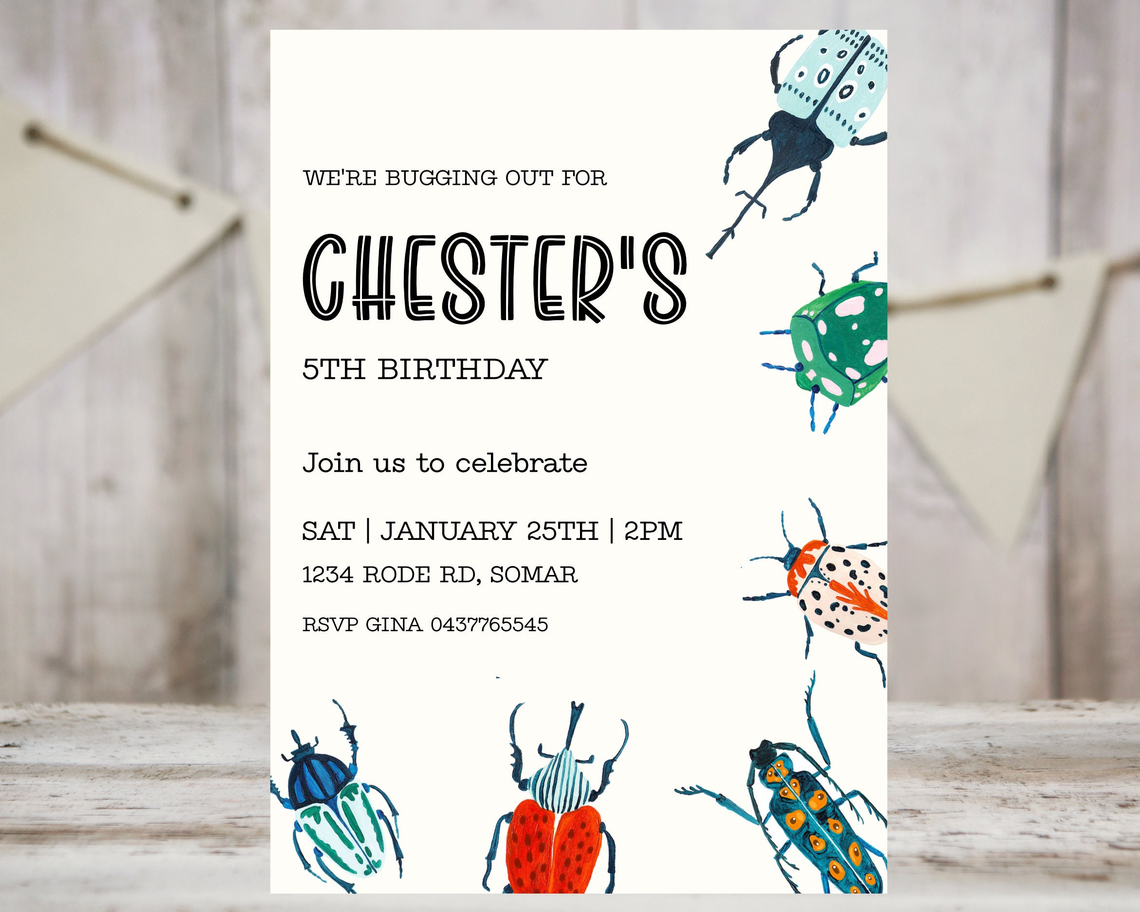 Bug Birthday Party Invitation Bugs Birthday Party Theme Insects ...