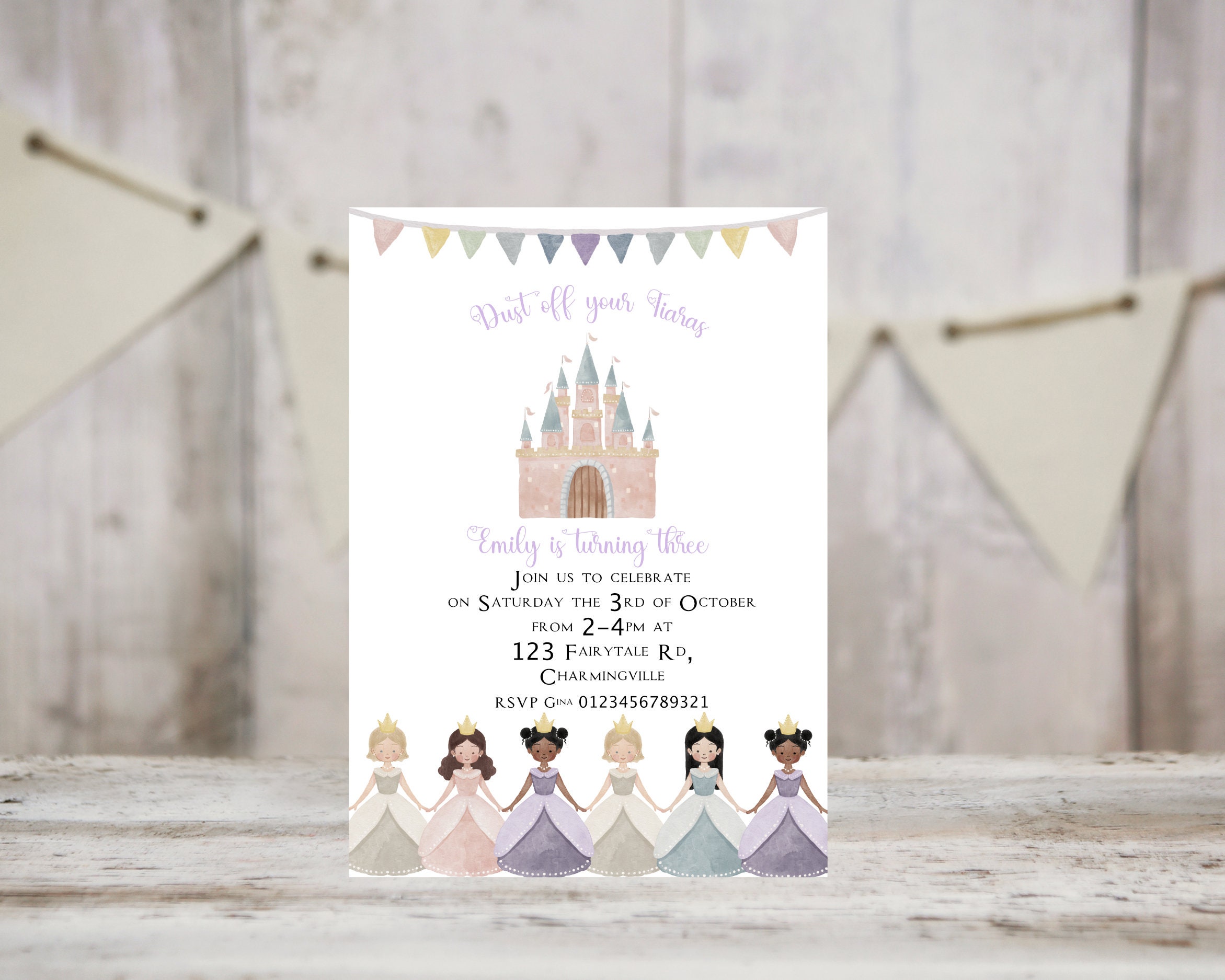 Princess Birthday Invitation, Princess Invitation, Princess Party ...