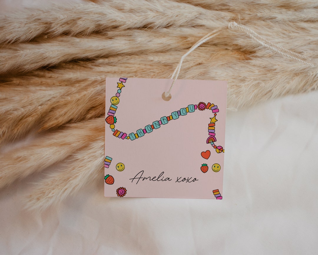 Friendship Bracelet Birthday Party Favor Tag, Thank You Tag, BFF ...