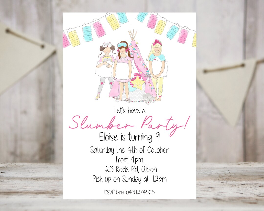 Slumber Party Invitation, Sleepover Birthday, Slumber Party Birthday ...