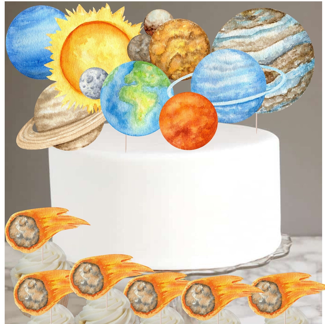 Solar System Cake Topper, Space Birthday Party, Printable Solar System ...